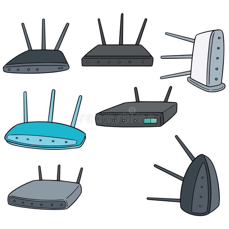Vector Set of Wireless Router Stock Vector - Illustration of access ...
