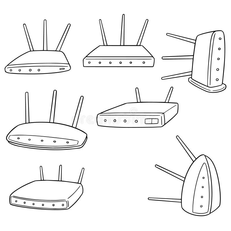 Vector Set of Wireless Router Stock Vector - Illustration of network ...