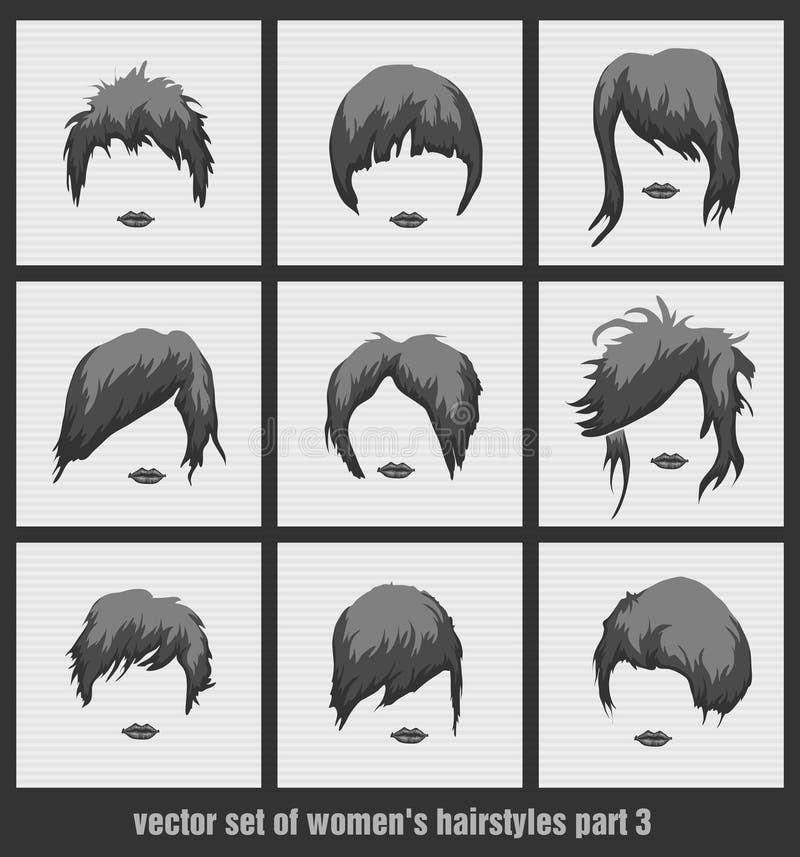 Vector Set Of Women S Hairstyles Stock Vector Illustration Of