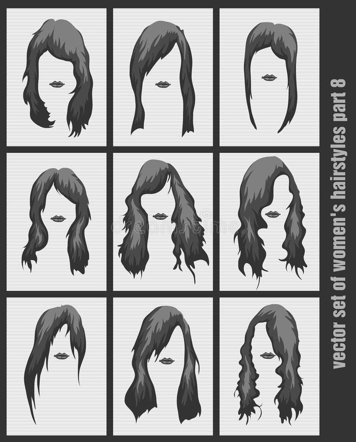 Vector Set Of Women S Hairstyles Stock Vector Illustration Of