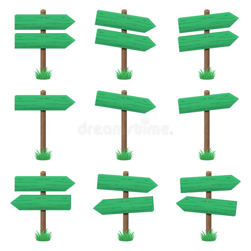 Vector Set of Wooden Arrow Signs Stock Vector - Illustration of ...