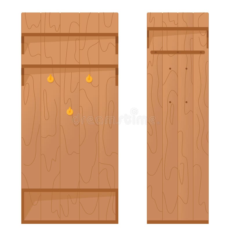 Vector Set of Wooden Hangers with Shelves Hooks Stock Vector ...