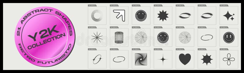 Vector Set of Y2K. Big Collection of Abstract Graphic Geometric Objects ...
