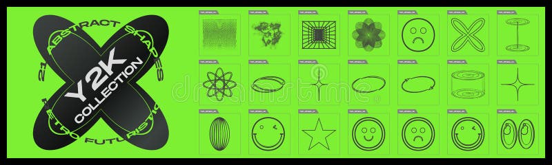 Vector Set of Y2K. Collection of Abstract Graphic Geometric Symbols ...