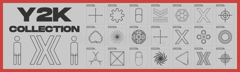 Vector Set of Y2K. Rave Psychedelic Retro Futuristic Set. Objects in ...