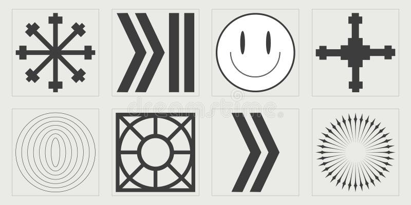 Vector Set of Y2K. Rave Psychedelic Retro Futuristic Set. Templates for ...