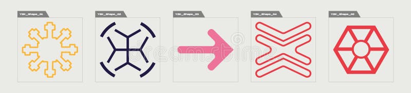 Vector Set of Y2K. Rave Psychedelic Retro Futuristic Set. Templates for ...