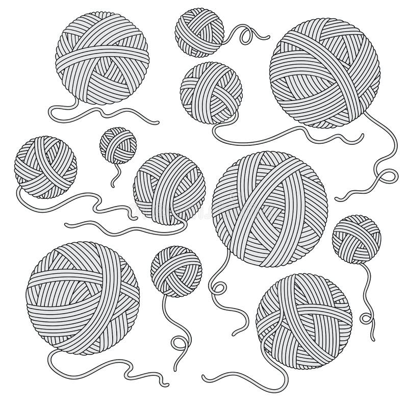Vector Set of Yarn Ball Icons Stock Vector - Illustration of material, grandmother: 90827911