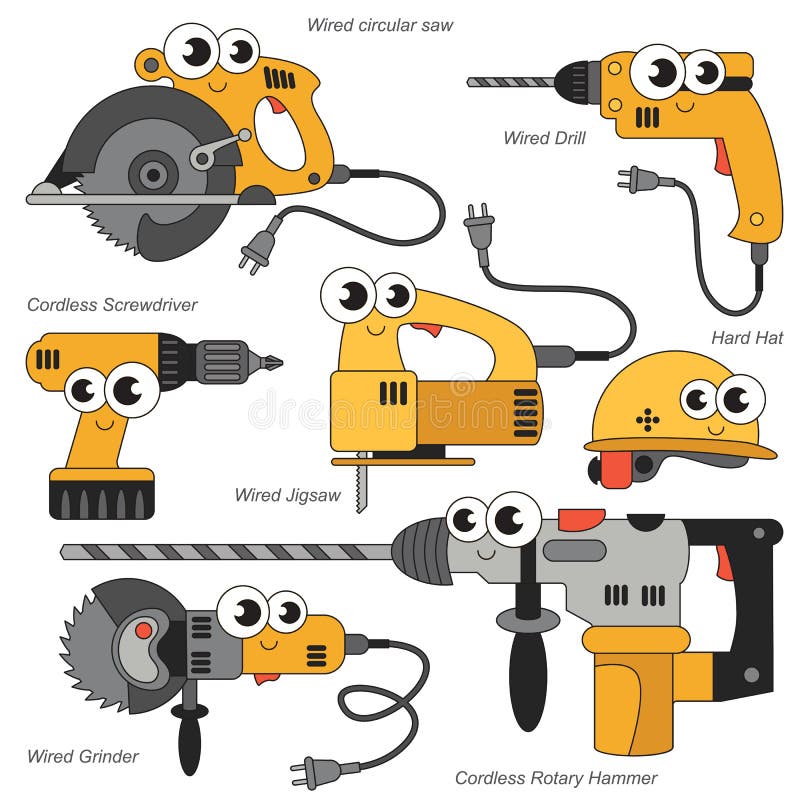 Vector Set of Yellow Power Apparatus Colorful. Stock Vector ...