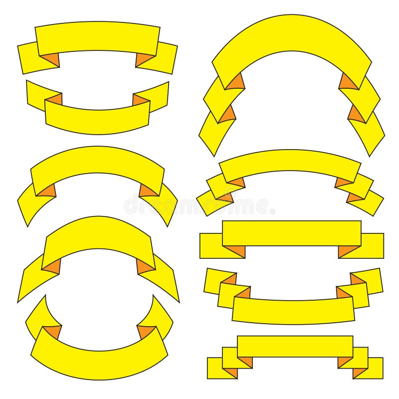 Vector Set of Yellow Ribbons. Stock Vector - Illustration of sale ...
