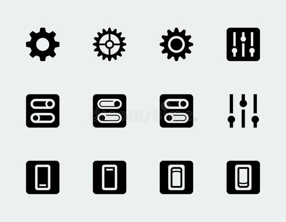 Settings and Switches Icon Set Stock Vector - Illustration of modern ...
