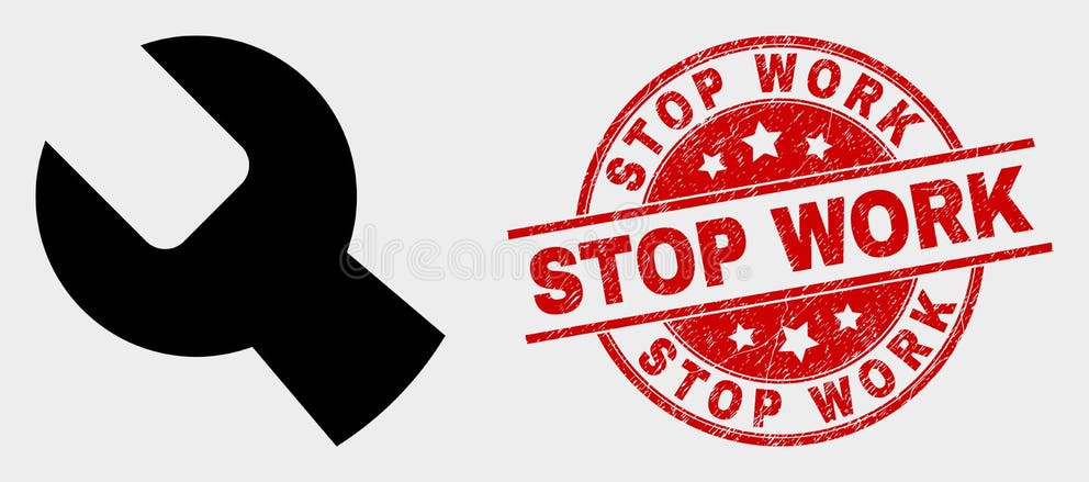 Vector Setup Tools Icon and Grunge Stop Work Stamp Stock Vector ...