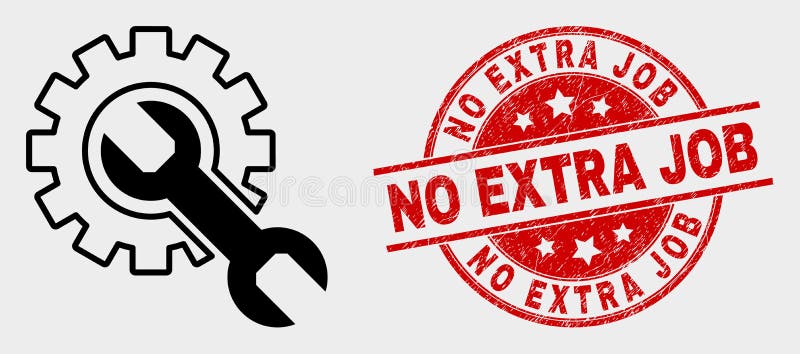 Vector Setup Tools Icon and Distress No Extra Job Stamp Stock Vector ...