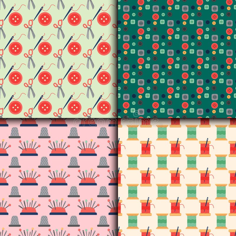 Vector Sewing Buttons Seamless Pattern with Threads Round Clothing ...