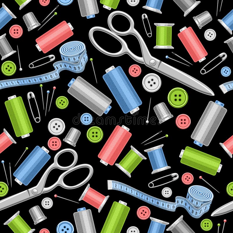 Vector Sewing Seamless Pattern Stock Vector - Illustration of measure ...