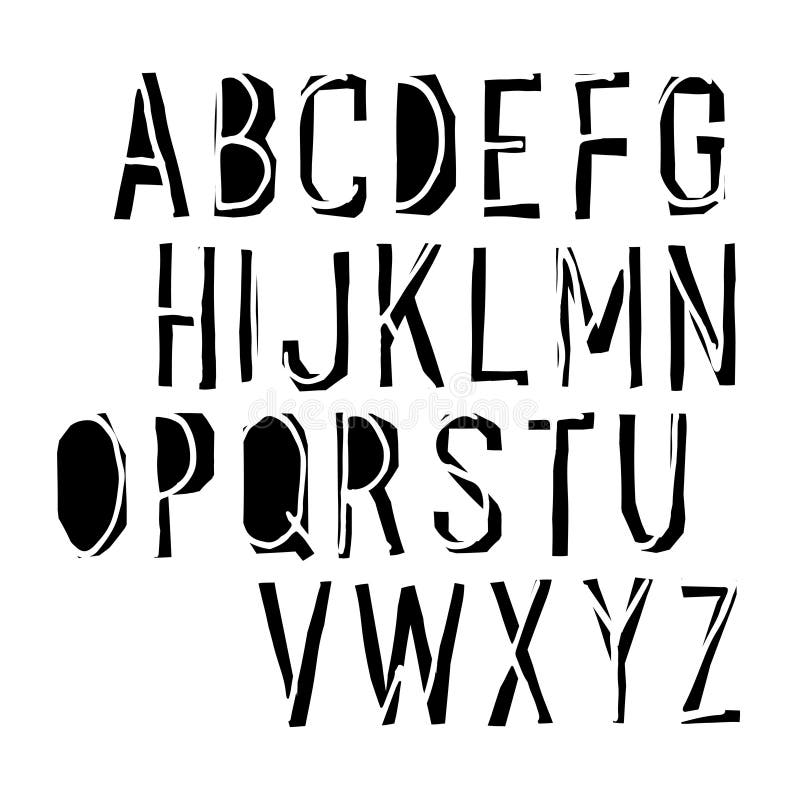 Vector Shadow Hand Drawn Alphabet. Hand Drawn Letters Stock Vector ...