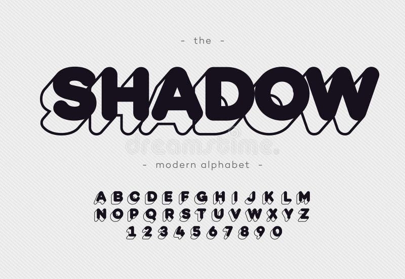Vector Shadow Typeface Modern Typography Sans Serif Style Stock Vector - Illustration of sign ...