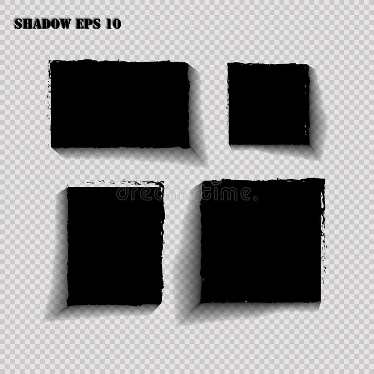 Vector Shadows Isolated. Set of Round and Rectangle Shadow Effects ...