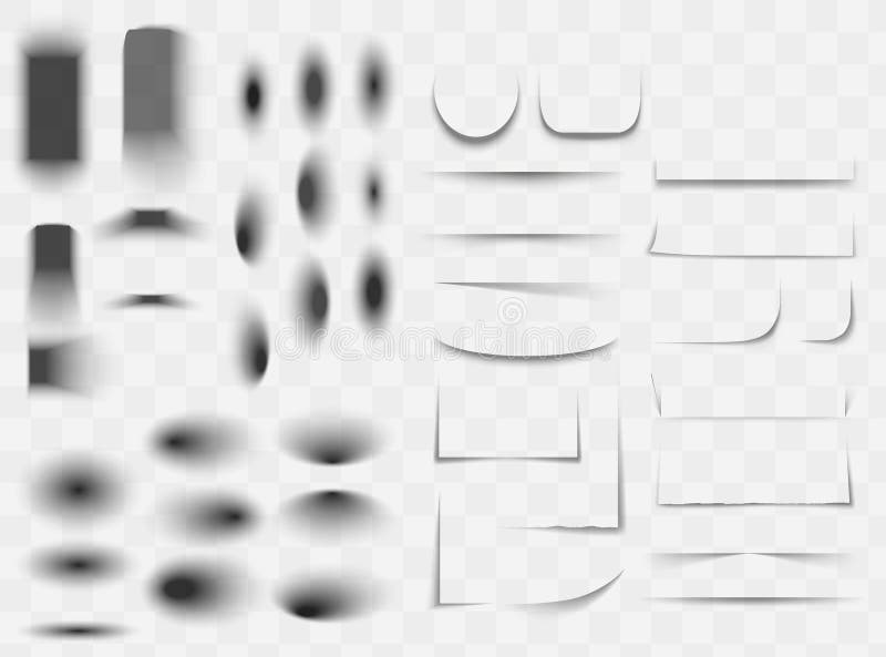 Vector Shadows Isolated. Set of Round and Square Shadow Effects. Stock ...