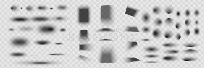 Vector Shadows Isolated. Set of Round and Square Shadow Effects. Stock ...