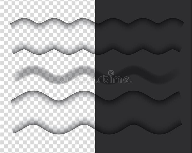 Vector Shadows Isolated. Set of Wavy Shadow Effects Stock Vector ...
