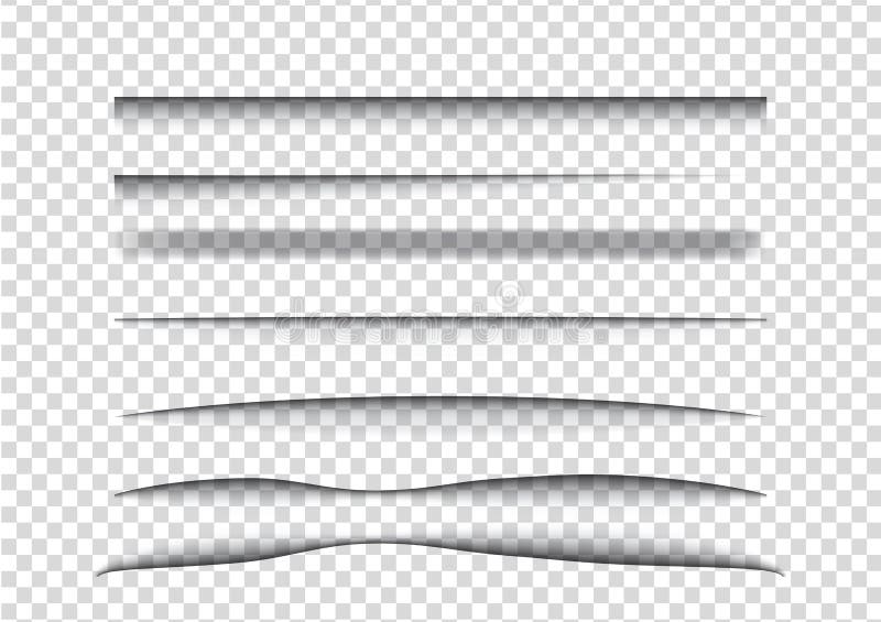 Vector Shadows Isolated. Transparent Realistic Paper Shadow Effect Set ...