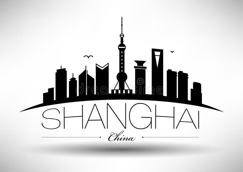 Vector Shanghai City Skyline Design Stock Vector - Illustration of ...