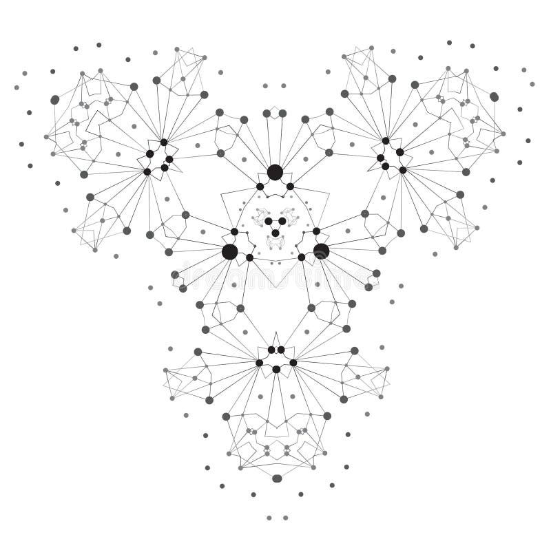 Vector Shape, Molecular Structure with Lines and Dots Stock Vector ...