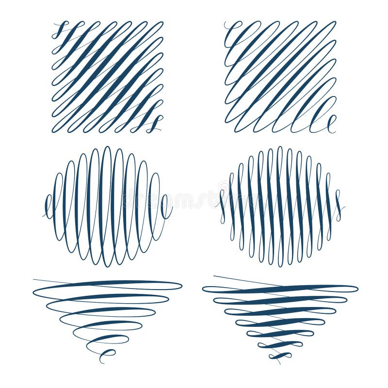Vector Shaped Flourish Set, Scroll Collection, Triangle, Square, Circle ...