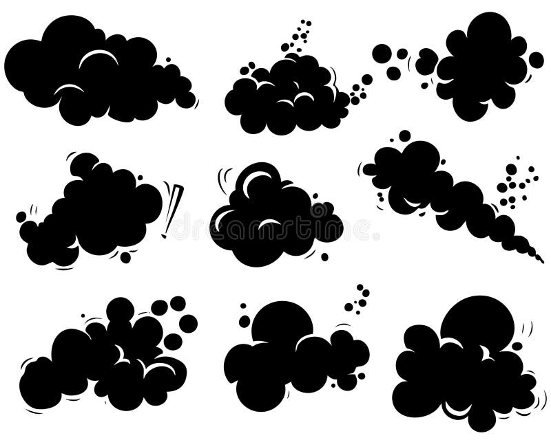 Vector Shapes of Black Smoke and Cloud Illustrations for Creative ...