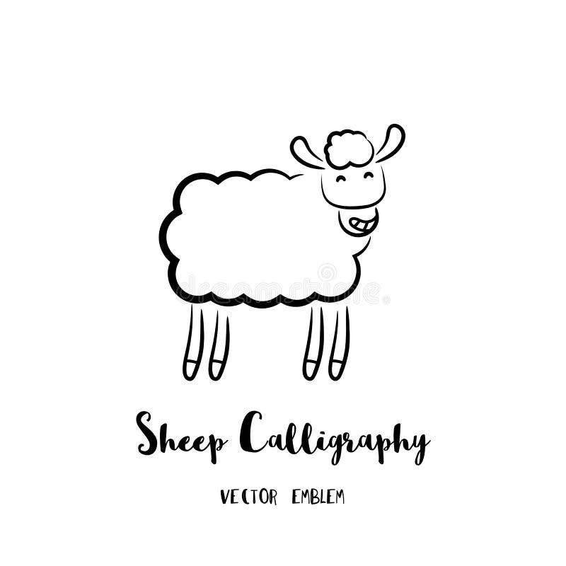 Vector Sheep Calligraphy Emblem Stock Vector - Illustration of ...
