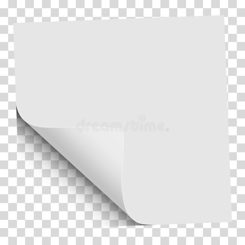 Vector Sheet Of White Paper With Curled Corner, Soft Shadow Placed On ...