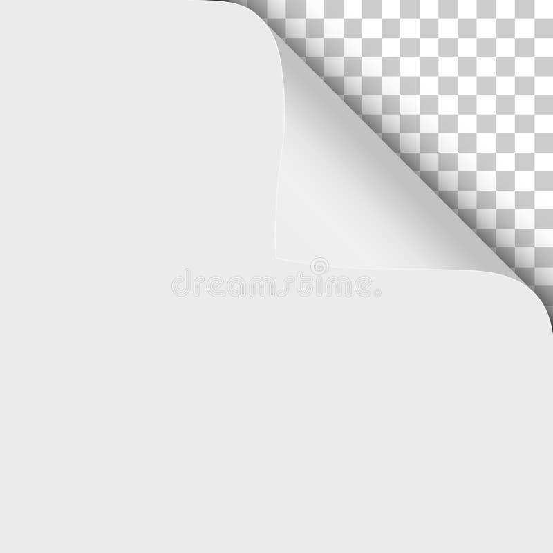 Vector Sheet of White Paper with Twisted Upper Right Corner, Soft ...