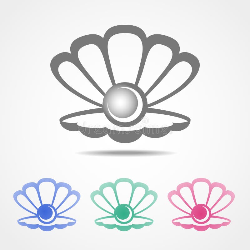 Vector Shell Icon with a Pearl in Different Colors Stock Vector ...
