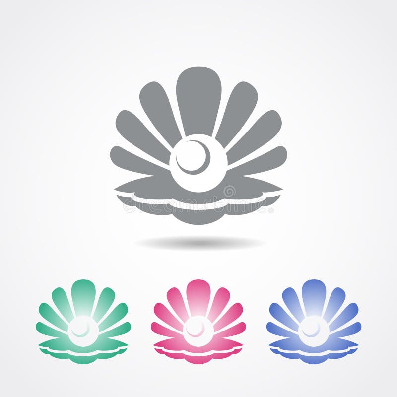 Vector Shell Icon with a Pearl in Different Colors Stock Vector ...