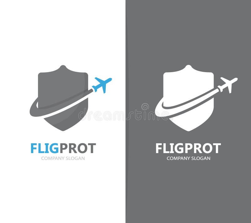 Vector of Shield and Airplane Logo Combination. Security and Travel ...
