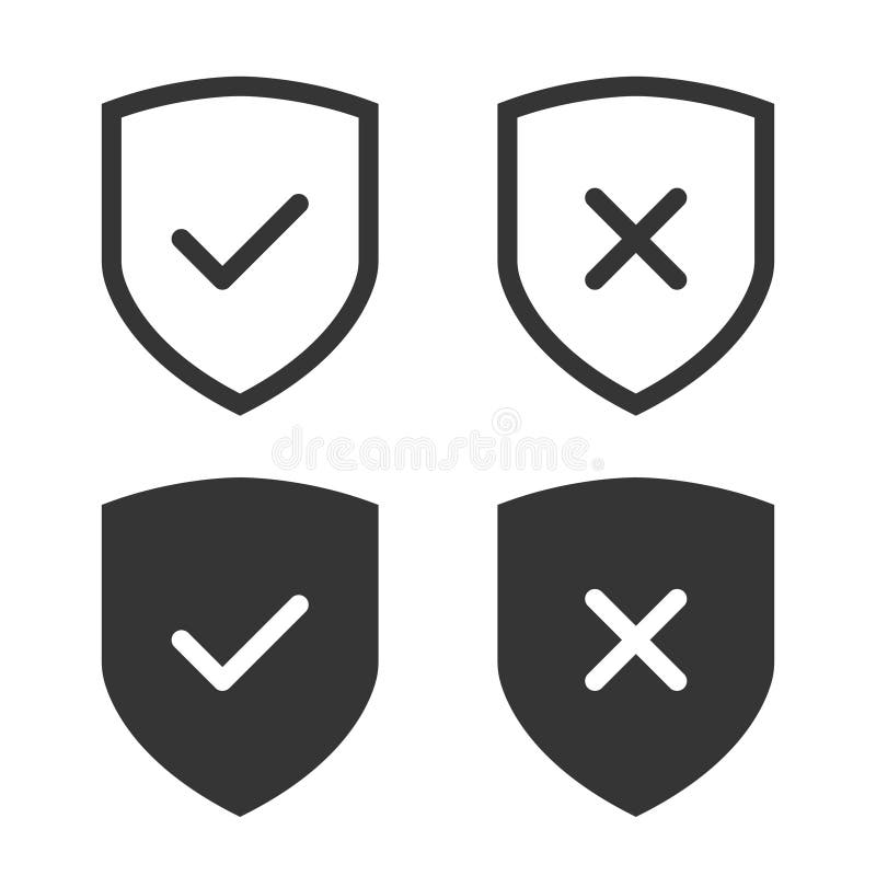Vector Shield with Check and Cross Stock Vector - Illustration of ...
