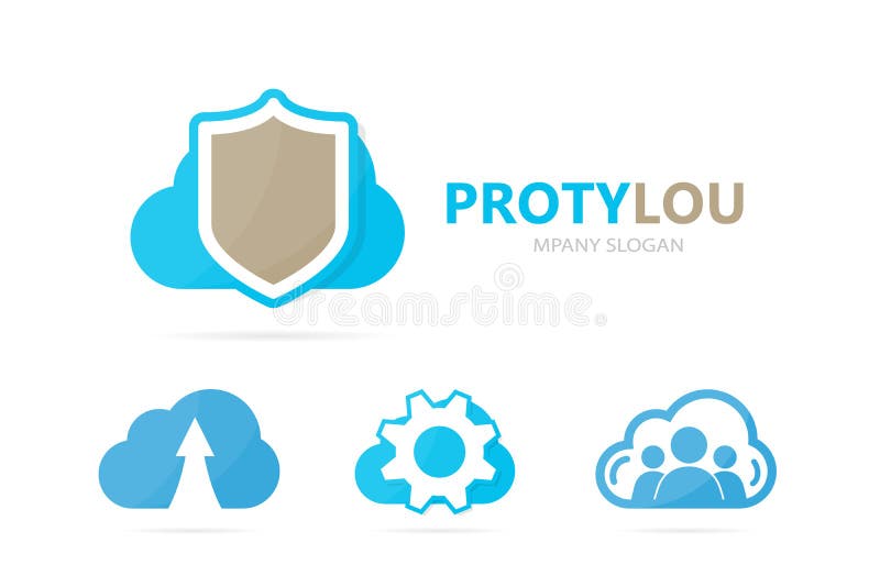 Vector of Shield and Cloud Logo Combination. Security and Storage ...