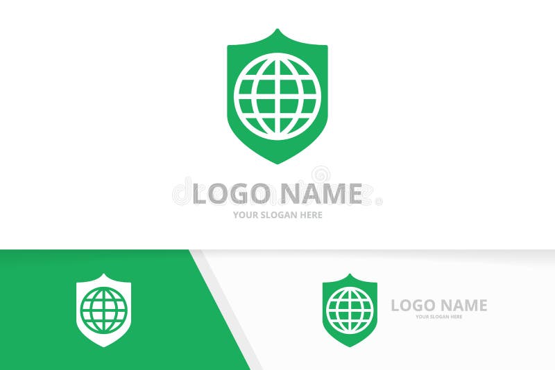 Vector Shield and Globe Logo Combination. Security and World Logotype ...