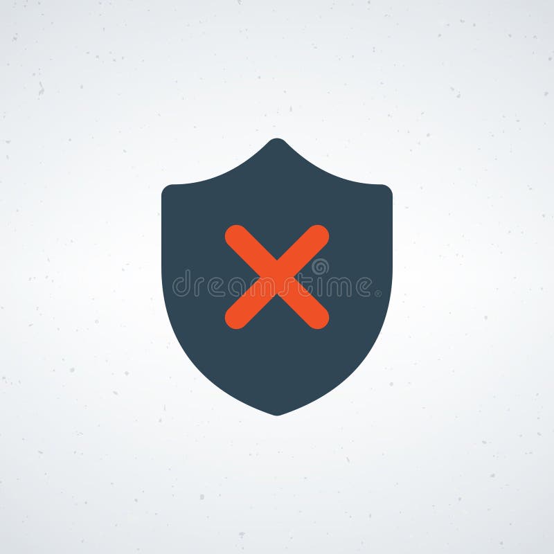 Vector Shield Icon with Cross X Symbol. Security Vector Icon ...