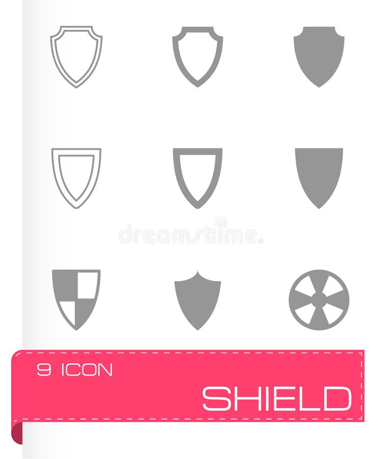 Vector shield icon set stock vector. Illustration of equipment - 52777306