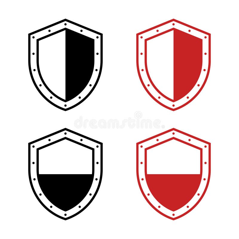 Vector Shield Icon Set. Shield Symbol Red and Black Stock Illustration ...