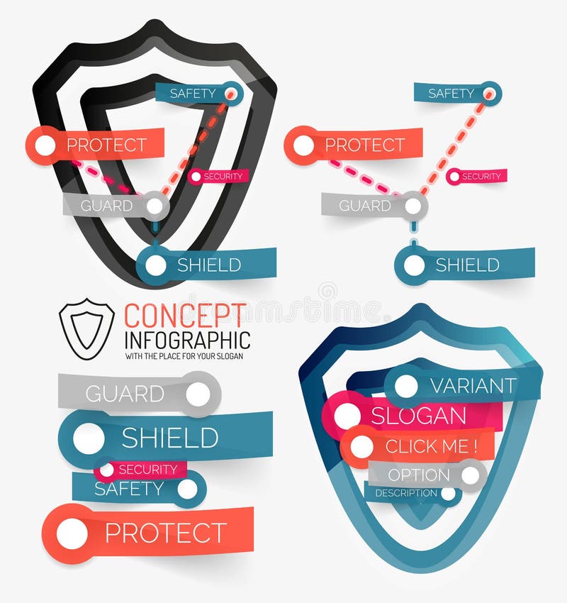 Vector Shield Protection Infographic Stock Vector - Illustration of ...