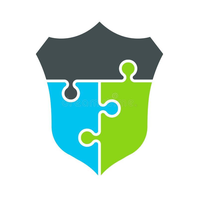 Vector Shield. Puzzle Protection Shield Icon, Logo Stock Vector - Illustration of blank, black ...