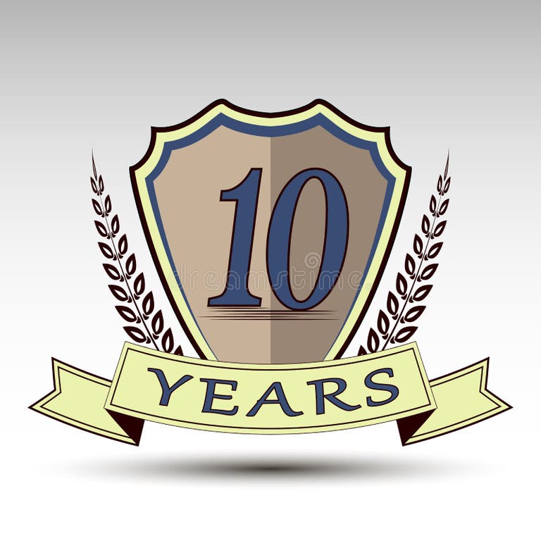 The Vector Shield.Ten Years. Stock Vector - Illustration of vintage ...