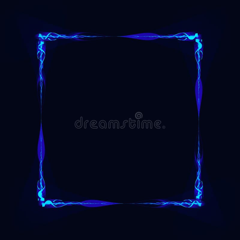 Vector Shining Blue Square Frame Template, Blank Frame, Abstract Swirly ...