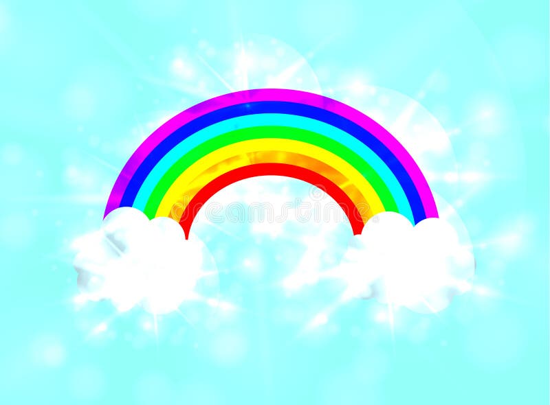 Vector Shining Sky with Rainbow Glowing Illustration. Stock Vector ...