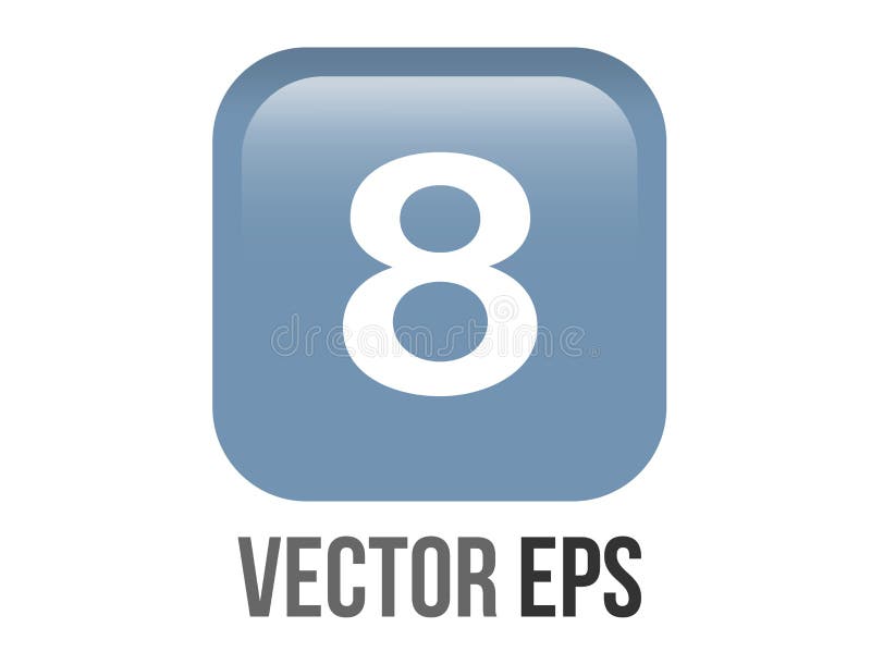 Vector Shinny Gradient Blue Keycap White Digit Eight Icon Button Stock ...