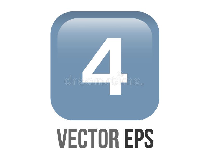 Vector Shinny Gradient Blue Keycap White Digit Four Icon Button Stock ...