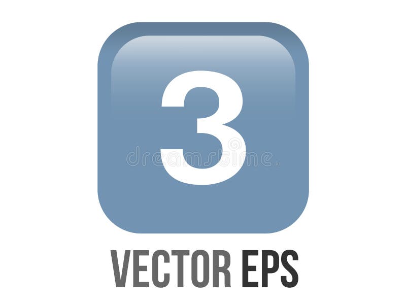 Vector Shinny Gradient Blue Keycap White Digit Three Icon Button Stock ...